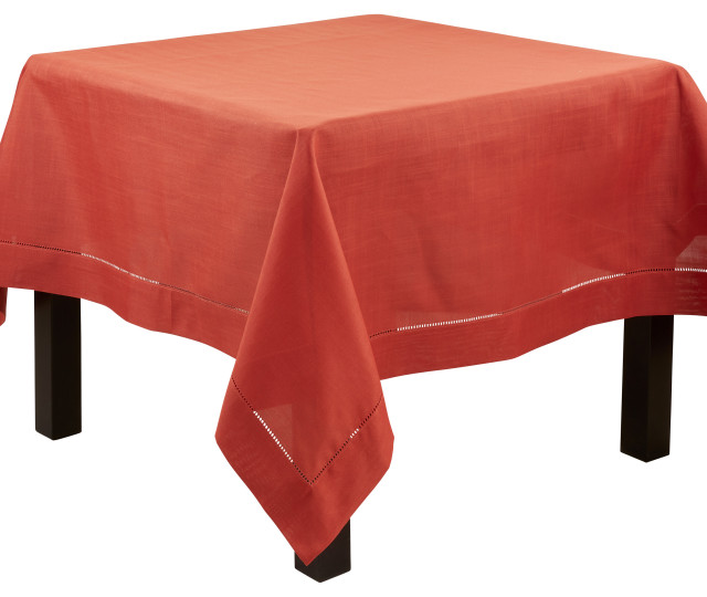 Tablecloth With Hemstitched Border Design, 60" - Contemporary ...