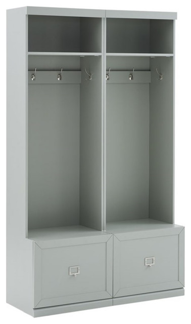 Bowery Hill 2-Drawer Wood Hall Tree Entryway in Distressed Gray (Set of ...