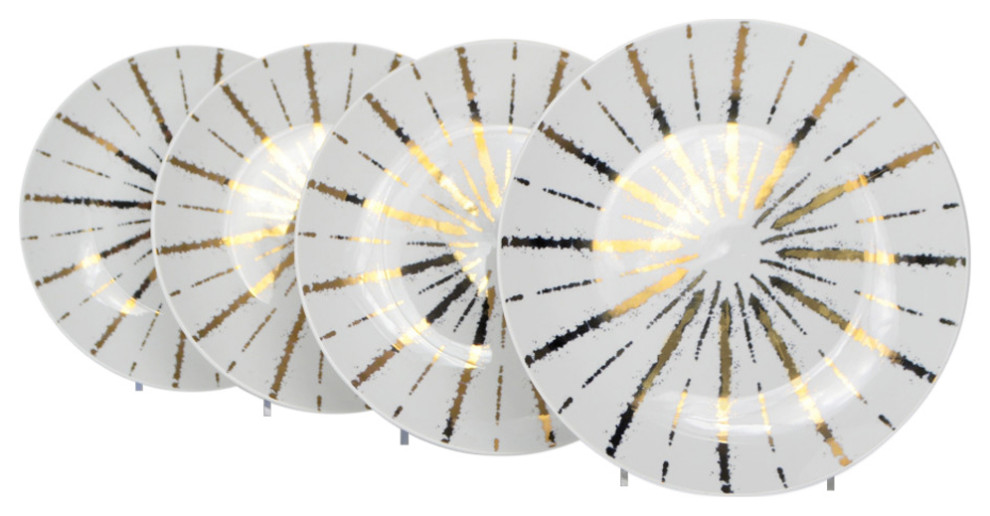 Euro Ceramica 4 Piece Gold Accent Plate Set - Contemporary - Decorative ...
