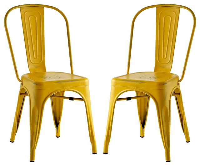 Modern Yellow Promenade Dining Side Chair Set of 2, 17"Lx20"Wx34"H ...