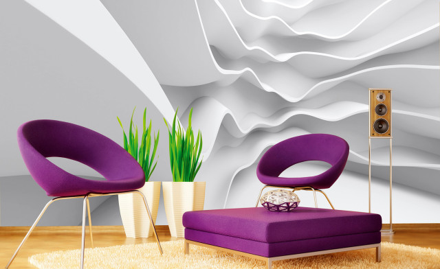 Futuristic Wave Wall Mural - Contemporary - Wallpaper - by Brewster ...