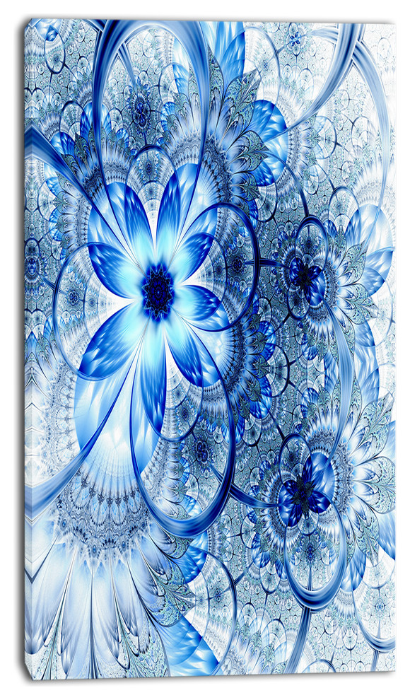 Designart - Dark Blue Flower Pattern Design - Floral Art Canvas Print ...