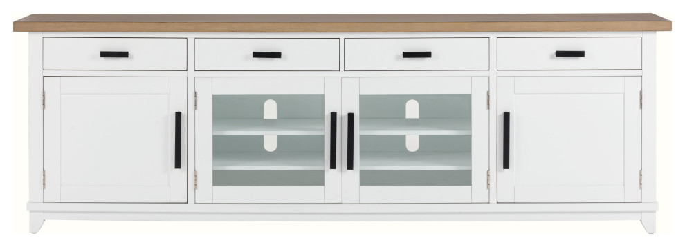 Dover White 92" Entertainment Console Brown,White - Modern - Console ...