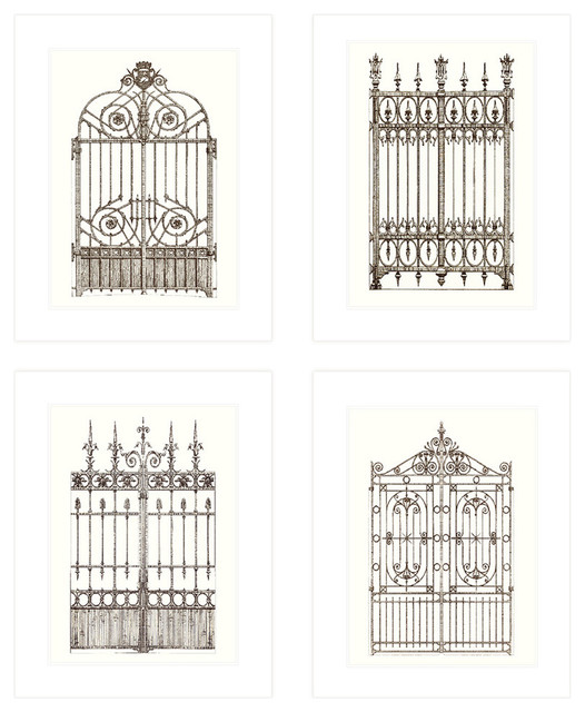 Set of 4, French Garden Gates 8"x10" Prints on Archival Watercolor ...