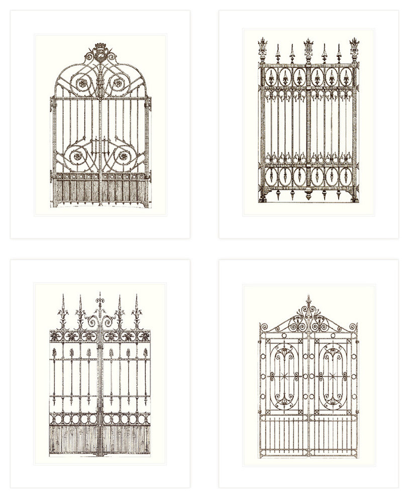 Set of 4, French Garden Gates 8"x10" Prints on Archival Watercolor ...