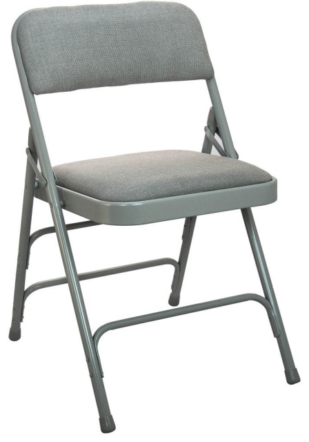 Advantage Grey Padded Metal Folding Chair - Grey 1-in Fabric Seat ...
