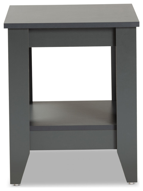 Modern Grey Finished Wood Living Room End Table - Transitional - Side ...