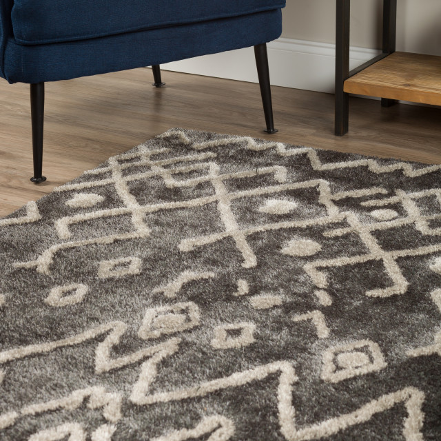 Calabar Transitional Abstract Steel Area Rug, Steel, 9" x 13 ...