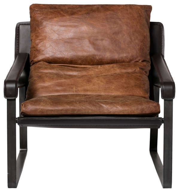 Connor Club Chair Onyx Black Leather - Industrial - Armchairs And ...