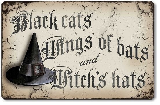 Vintage-Style Halloween Witch Hat Sign - Contemporary - Wall Accents ...