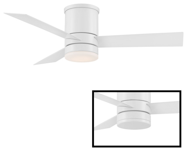 Axis 3-Blade Smart Flush Mount Ceiling Fan 44" Matte White, 3500K LED ...