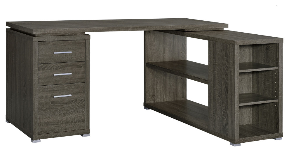 Caleyah L-shape Office Desk Weathered Grey L-Shape Desk Grey ...