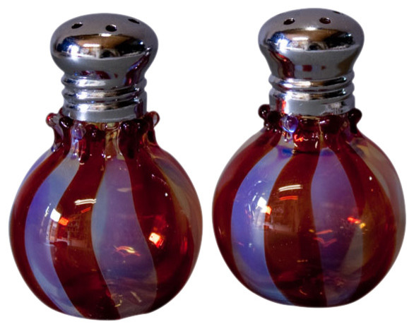 Mini Stripe Red Salt and Pepper Shaker Set - Contemporary - Salt And ...