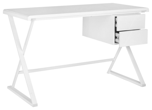 Contemporary Desk, X-Shaped Legs With Trestle Support & Spacious ...