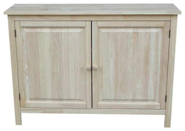 Farmhouse Storage Cabinet, Hardwood Frame With Adjustable Shelves ...