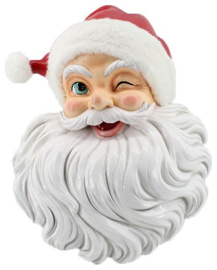 December Diamonds Christmas Carousel Santa Head Wall Red Hat Figurine ...