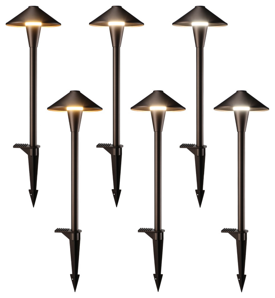 6-Pack 3CCT Low Voltage LED Landscape Pathway Light, Outdoor Lawn ...