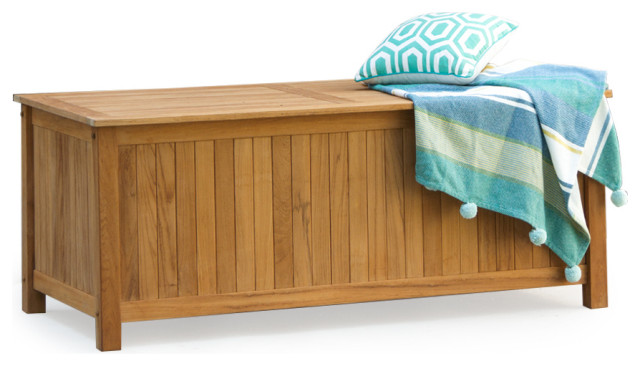 Richmond Teak Wood 60 Inch Outdoor Storage Deck Box - Transitional ...