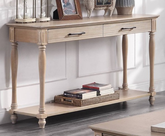 Classic Console Table, Carved Legs With Shelf & Patterned Drawers ...
