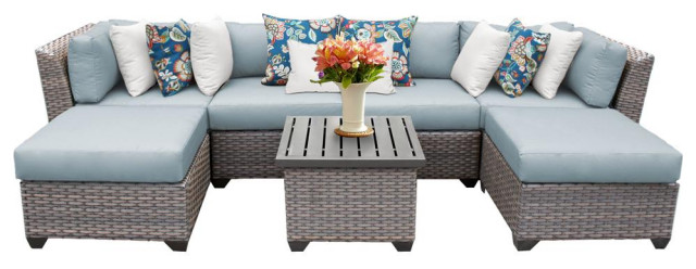 Florence 7 Piece Outdoor Wicker Patio Furniture Set 07a, Spa - Tropical ...