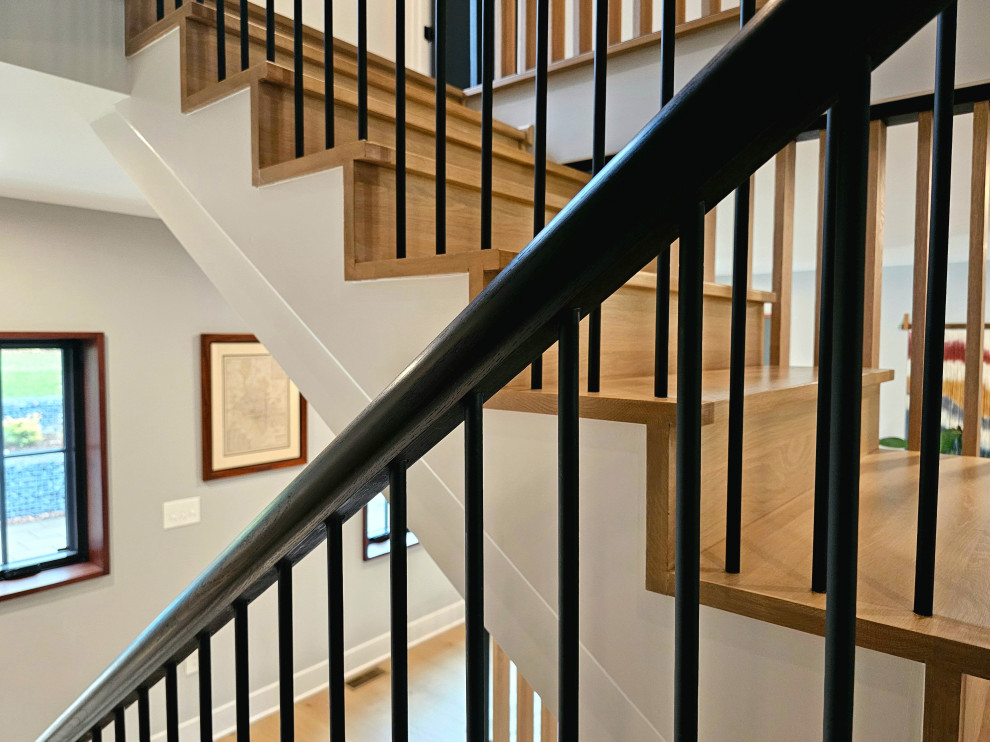 115_Stunning Continuous Rail System on 3 Story Floating Stairs ...