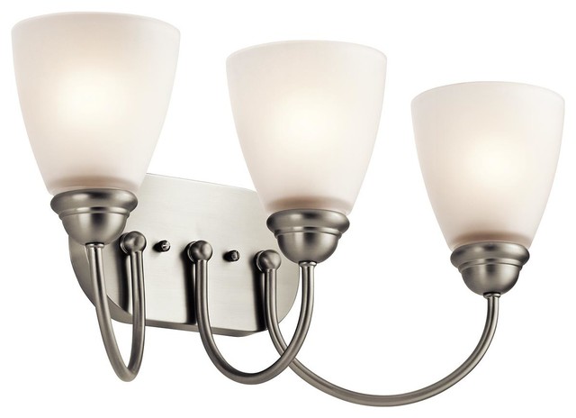 Jolie 3-Light 3-Arm Bathroom Vanity Light in Brushed Nickel, 20.250 ...