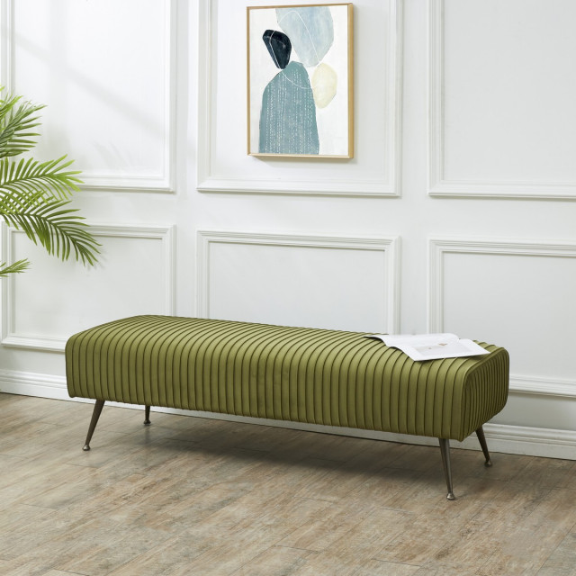 Safavieh Couture Salome Velvet Bench, #N/A - Midcentury - Upholstered ...