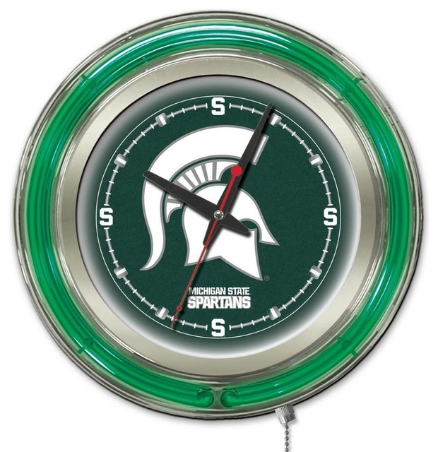 Michigan State Neon Clock - Contemporary - Wall Clocks - by Holland Bar ...