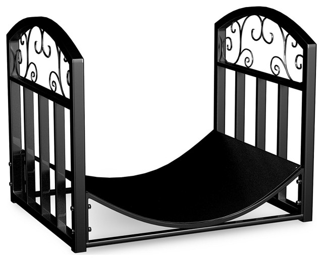 Firewood Rack Holder With Decorative Scroll Design Metal Log Storage ...