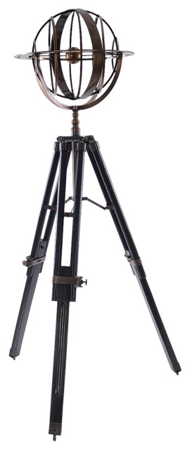 Brass Armillary With Wood Stand - Midcentury - Decorative Objects And ...