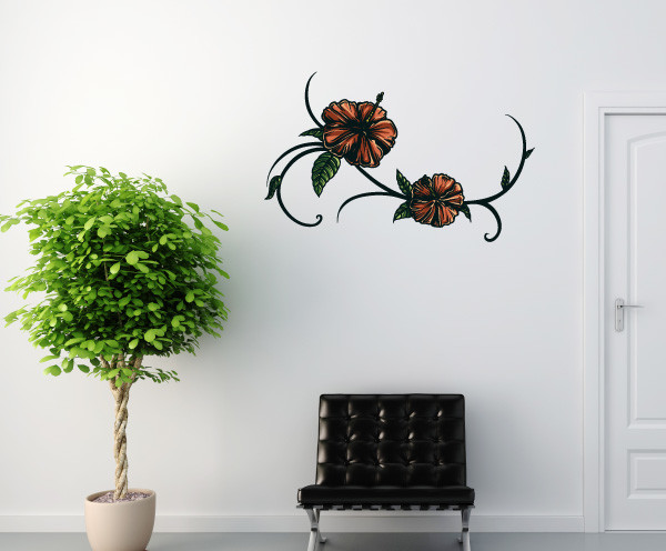 Floral Flower Vinyl Wall Decal FloralFlowerUScolor089, 36 in ...