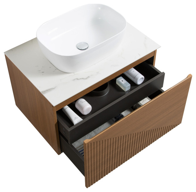 Simon Series Wall Mount Vanity With a Porcelain Vessel Sink, 30 ...
