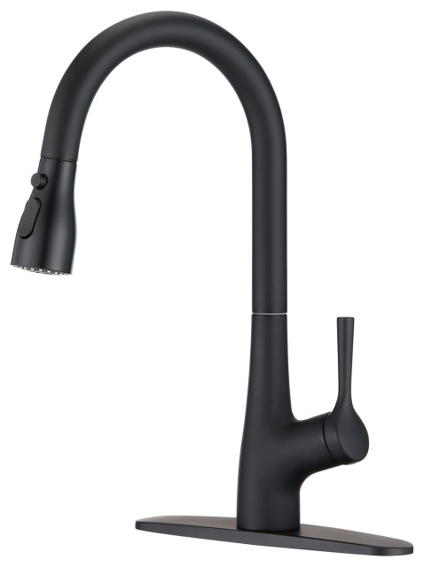 Single Handle Pull Down Kitchen Sink Faucet - Contemporary - Kitchen ...