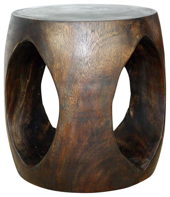 Haussmann Wood Oval Windows Coffee Table 20 inch DIA x 20 inch H Mocha ...