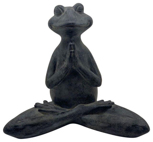 16" Namaste Yoga Frog, Black - Eclectic - Garden Statues And Yard Art ...