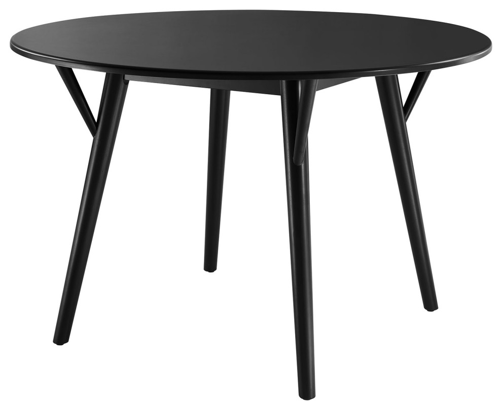 47" Dining Table, Round, Black, Wood, Modern, Cafe Bistro Hospitality ...