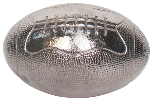 Metal 7" Rugby Ball, Silver - Contemporary - Decorative Objects And ...