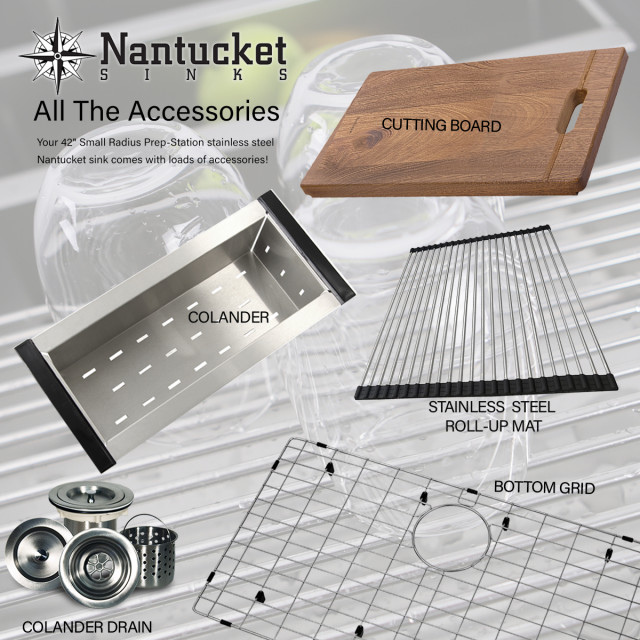 Nantucket Sinks' SR-PS-4220-16 Stainless Steel Workstation Sink ...