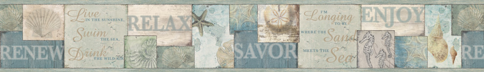Sagamore Blue Cape Cod Border Wallpaper,, Sample - Beach Style ...