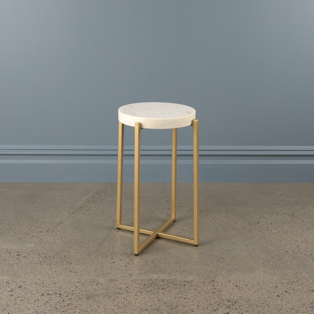 Avenlee Round Marble Side Table, Small - Contemporary - Side Tables And ...