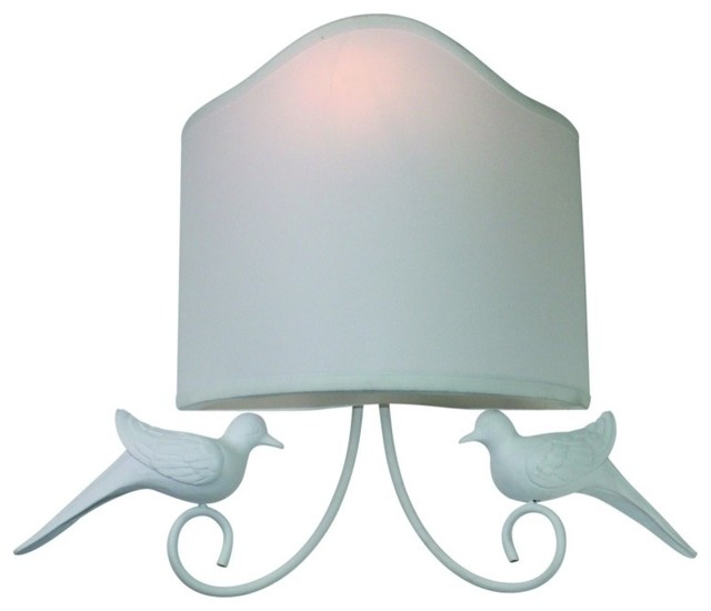 White Dove Birds Romantic Wall Sconce, 1-Light Cottage Nursery ...