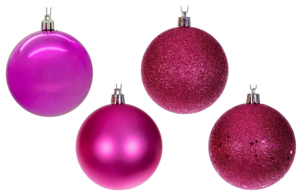 3" Hot Pink 4 Finish Orn Asst 16-Per Box - Contemporary - Christmas ...