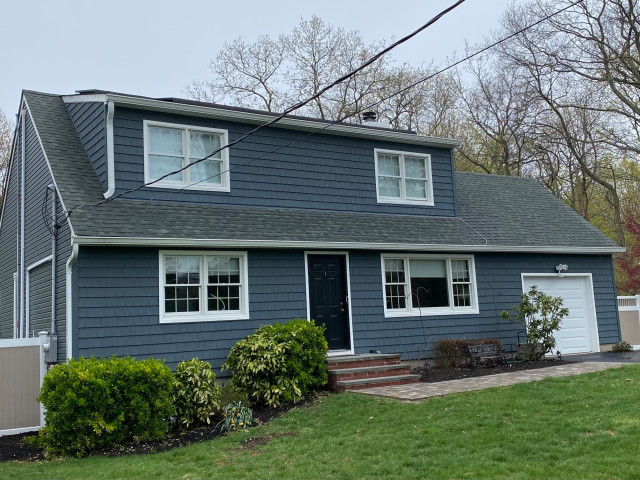 Greenlawn Siding - Midnight Blue Shakes with Dutch Lap | Alpha Windows ...