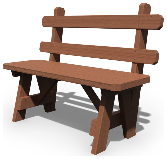 Pressure Treated Pine Outdoor Bench With Back, 42 Inch - Transitional ...