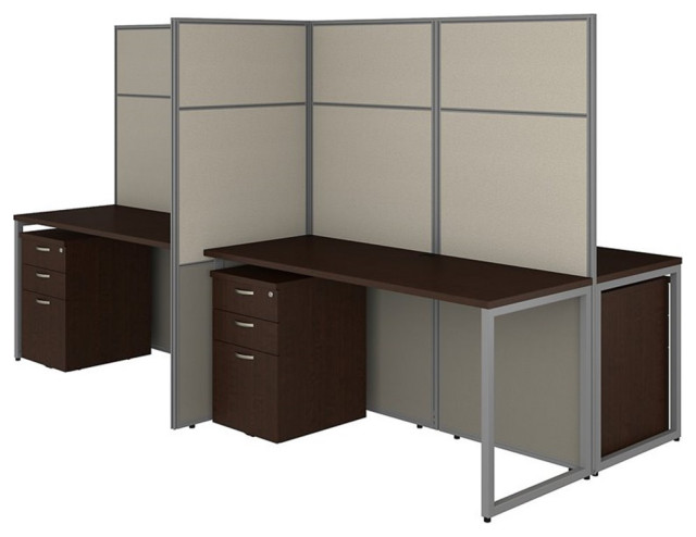 Bush Business Furniture Easy Office 60W 4 Person Cubicle Desk with File ...