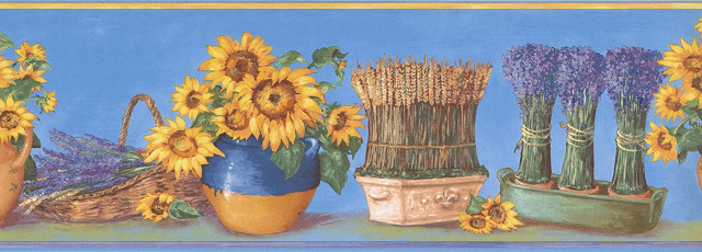 Classic Floral Wallpaper Border Flower Yellow Blue 7"x15' Kc78062 ...