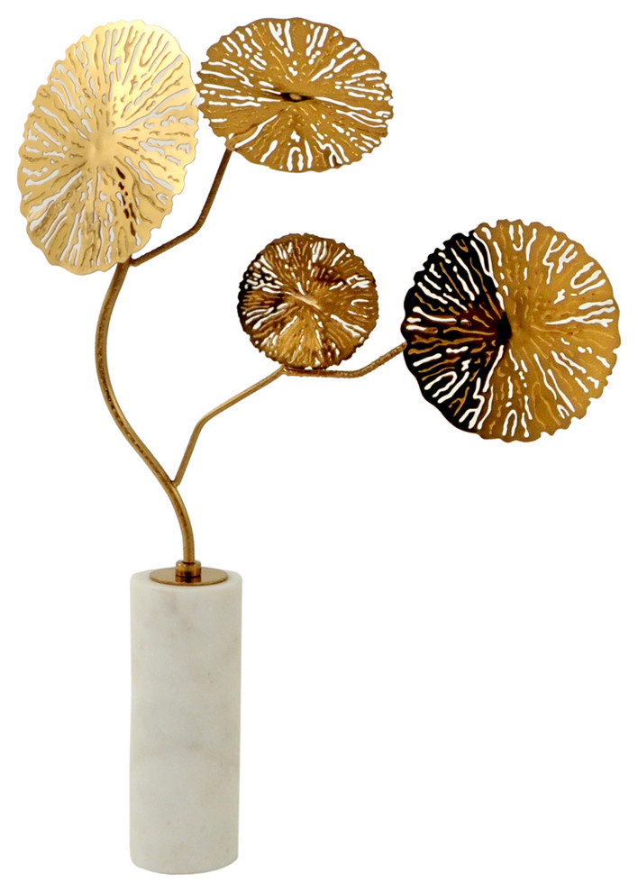 Kote Tree Statue Large Gold Finish on Metal with White Marble Base ...