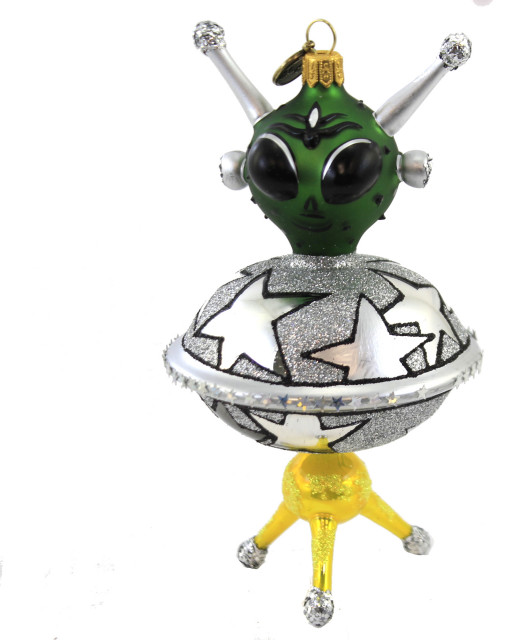 6.00in Staekreon, Glass, Alien Ornament Space Martian 202128, 6 In H X ...