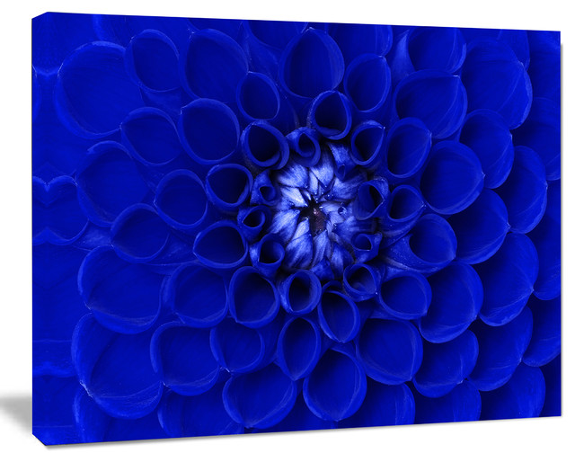 Designart - Abstract Blue Flower Design - Floral Canvas Art Print, 20 ...