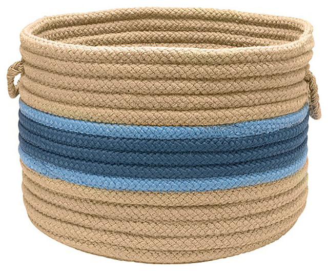 Garden Banded, Jasmine/Blue Ice 14"x10" Round Storage Basket, 14"x10 ...